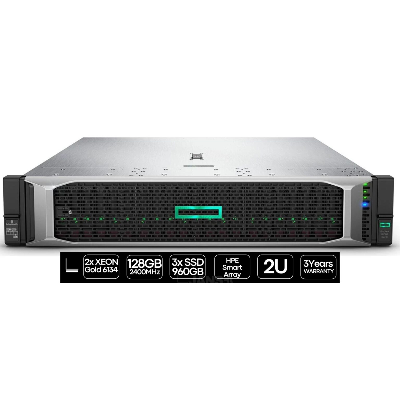 HP Proliant DL380 G10 6134 2P 128GB 3xSSD 1TB SA P408a